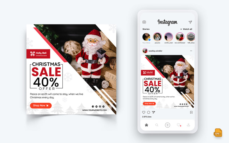 Christmas Offer Sale Celebration Social Media Instagram Post Design ...