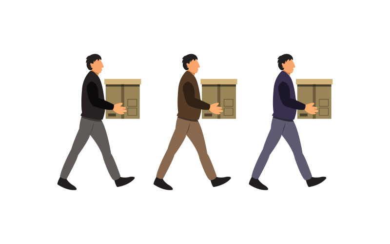 Man holds box illustrated in vector on background