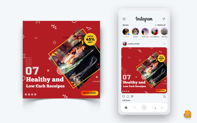 Food and Restaurant Social Media Post Design Template-54