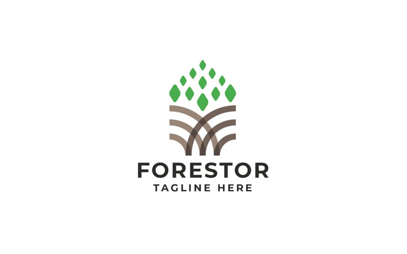 Modello di logo dellalbero della foresta