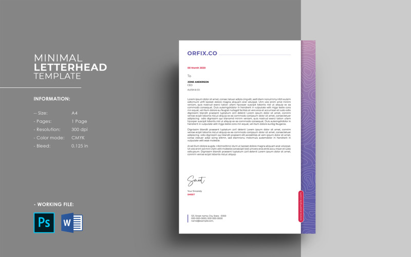 Modelo de papel timbrado A4, Word e PSD - TemplateMonster