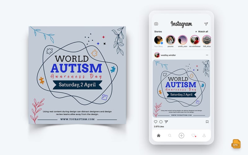 World Autism Awareness Day Social Media Instagram Post Design-11