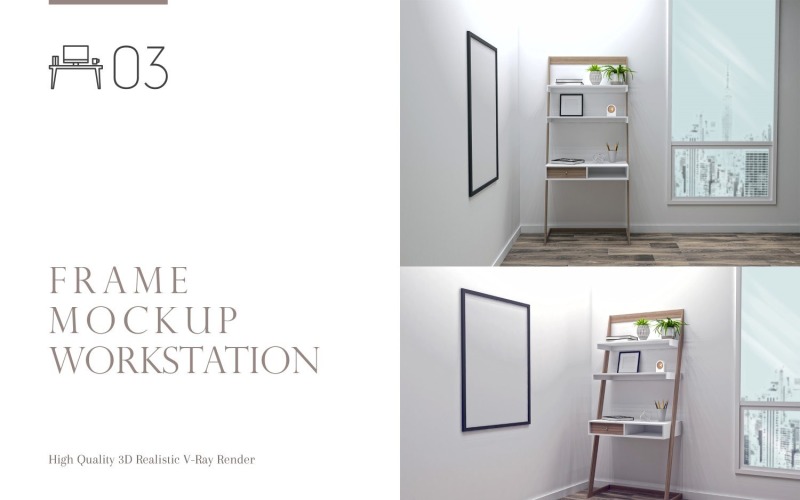 Workstation Frames Mockup, Workplace Study Table Set-3