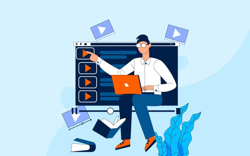 Online Education Free Illustration, Boy Watching Educational Videos ...