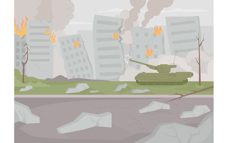 Battle scene flat color vector illustration - TemplateMonster