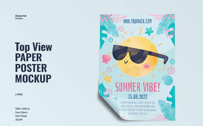 Top View Paper Poster Set Mockup #266673 - TemplateMonster
