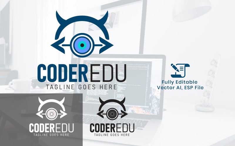 Modèle de logo de formation de codeur - TemplateMonster