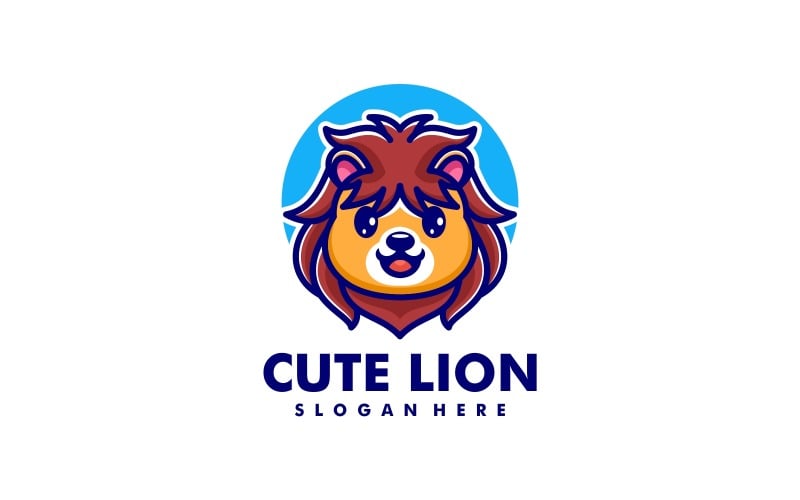 Vector Cute Lion Simple Mascot Logo #267431 - TemplateMonster