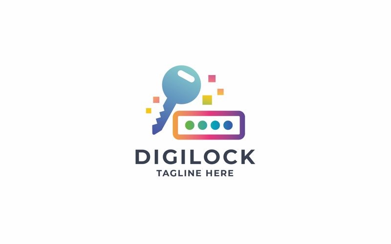 Professional Digital Lock Secure Logo - TemplateMonster