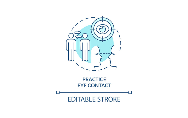 Practice eye contact turquoise concept icon - TemplateMonster