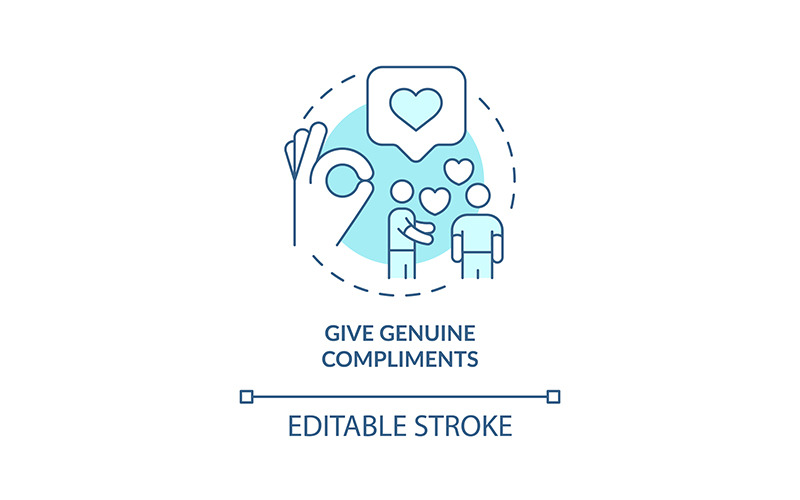 Give genuine compliments turquoise concept icon