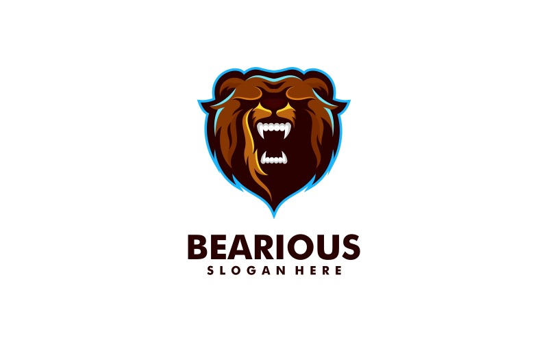 Nebezpečný medvěd jednoduché logo maskota - TemplateMonster