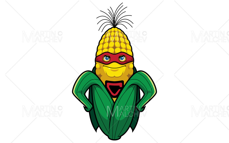 Corn Superhero Mascot Vector Illustration - TemplateMonster