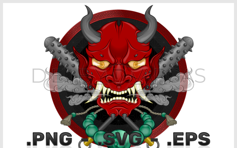 Vector Design of Japanese Demon Oni With kanabo
