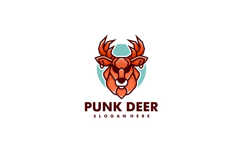Punk Deer Simple Mascot Logo #268804 - TemplateMonster
