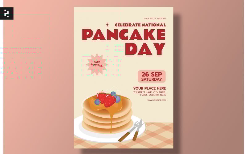 National Pancake Day Flyer Template #268966 - TemplateMonster