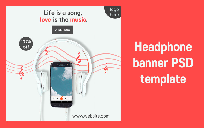 Audio Store Banner PSD Template #269162 - TemplateMonster