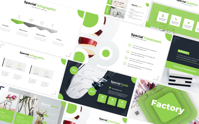 Plantilla de PowerPoint de negocio de fábrica