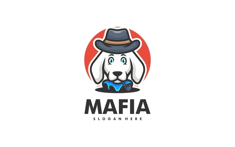 Logotipo de mascote simples do cão da máfia - TemplateMonster