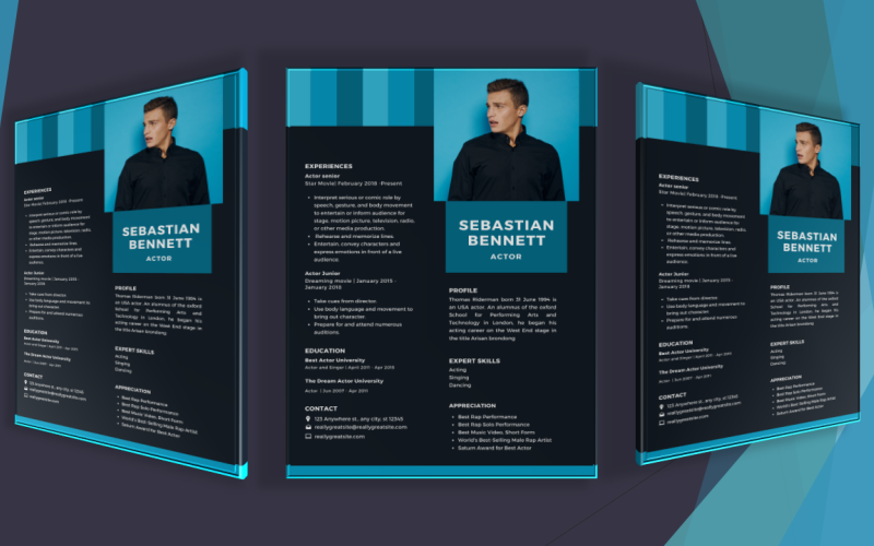 Dark Blue Minimalist On Resume Template - TemplateMonster