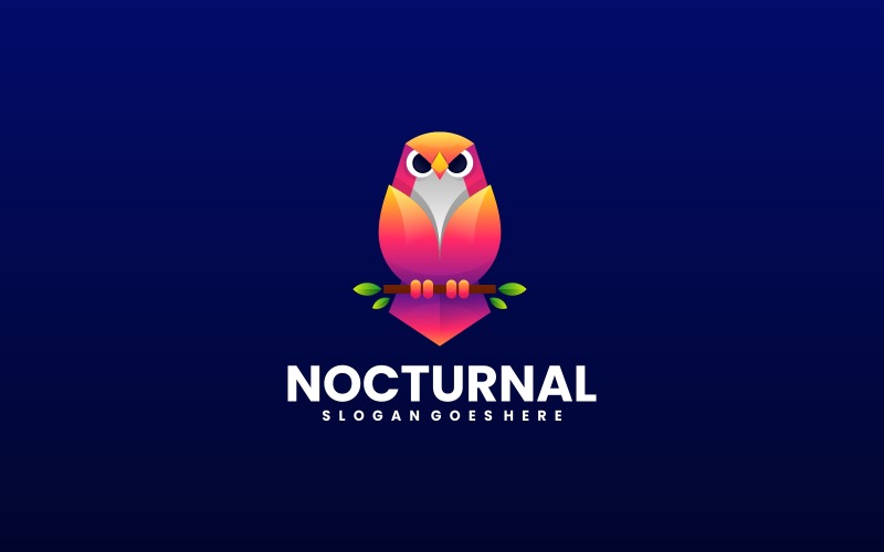Gece Baykuş Gradyan Renkli Logo Tarzı - TemplateMonster