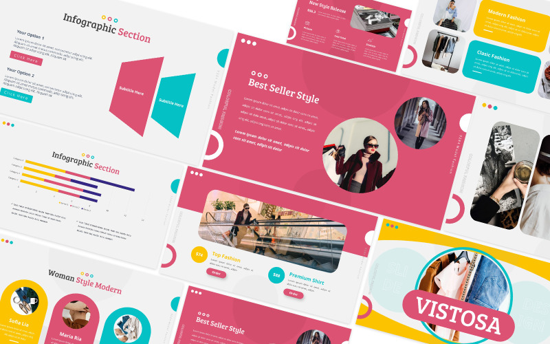 Modèle PowerPoint de mode Vistosa #270691 - TemplateMonster