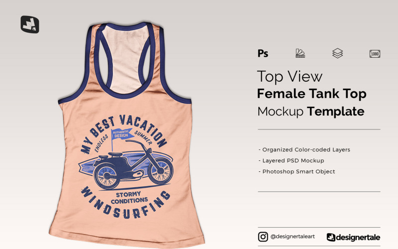 Top View Female Tank Top Mockup #270643 - TemplateMonster