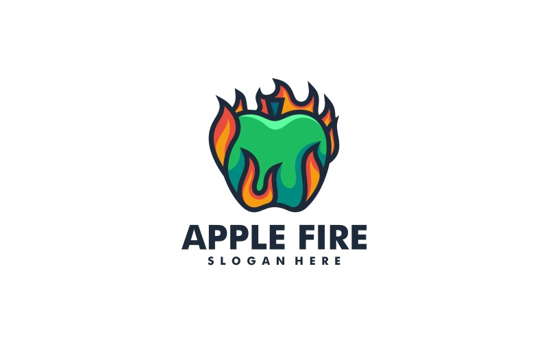 Apple Fire Simple Mascot Logo #270867 - TemplateMonster