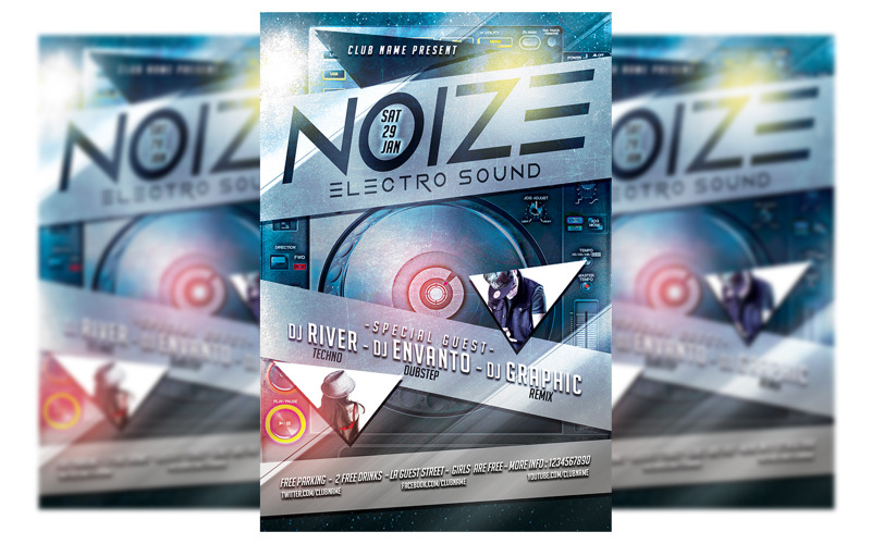 Electro sound party flyer template #271010 - TemplateMonster