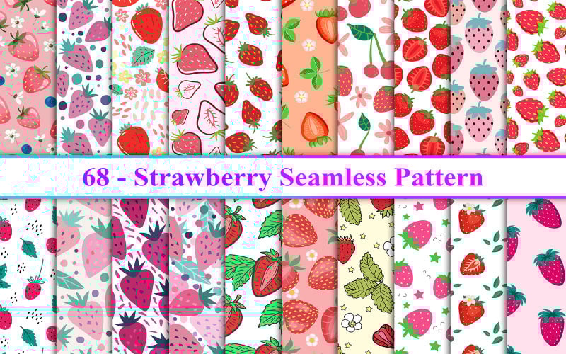 Strawberry Seamless Pattern, Strawberry Background