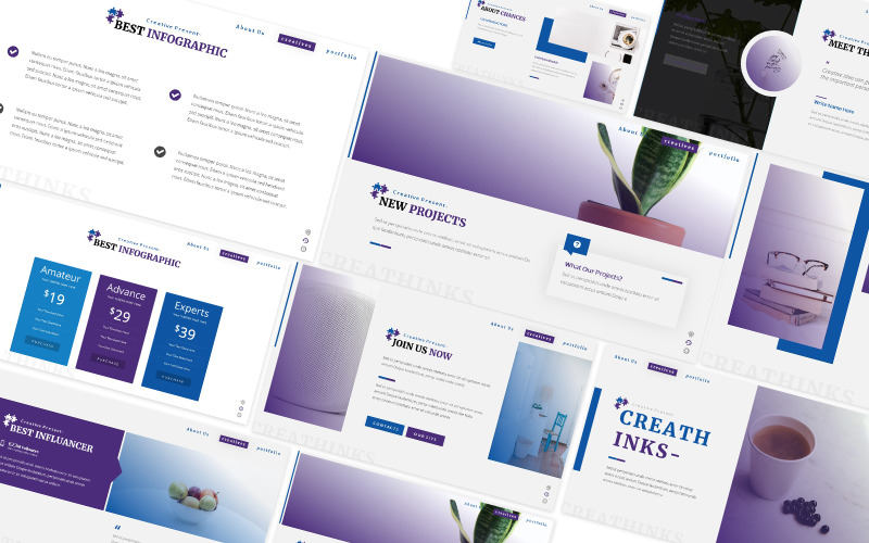 Modelo de Powerpoint Criativo Creathinks - TemplateMonster