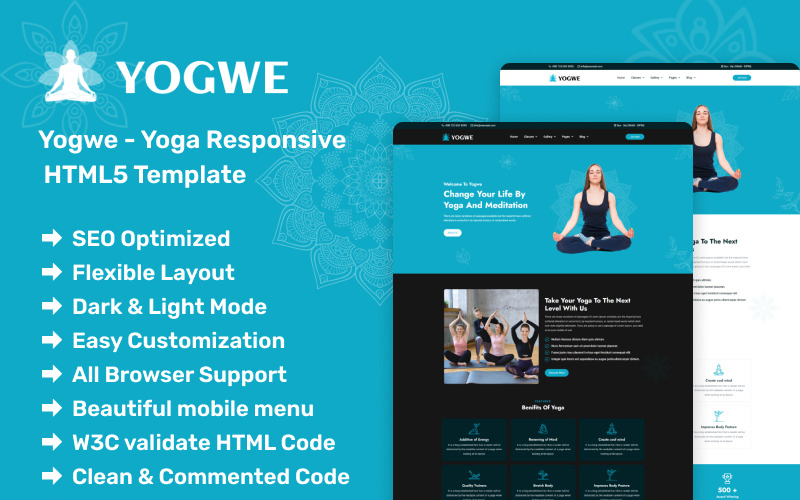 Yogwe - Modello HTML reattivo per lo yoga - TemplateMonster
