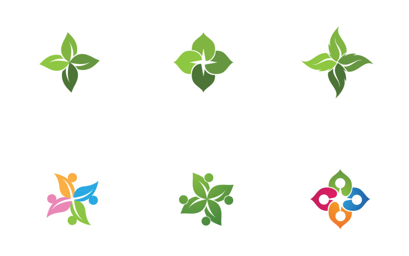 Circle Group Leaf Logo Vector Image V7 - TemplateMonster