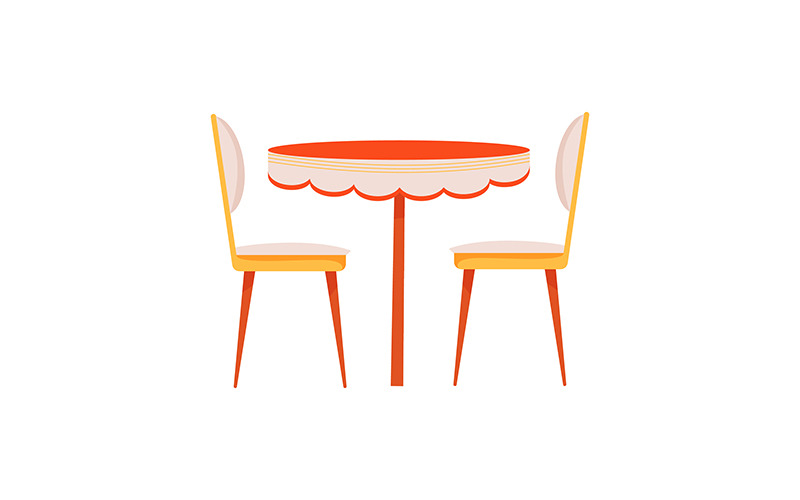 Dining table with upholstered chairs semi flat color vector object