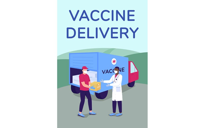 Vaccine delivery poster flat vector template