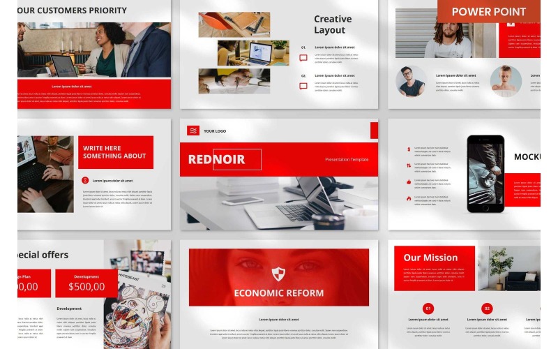 Modèles de présentation PowerPoint Rednoir - TemplateMonster