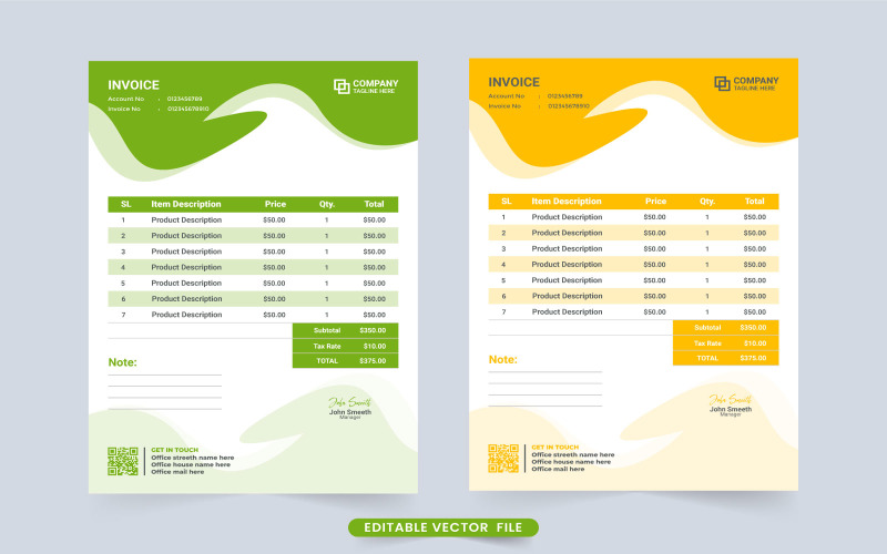 Business invoice template vector design - TemplateMonster