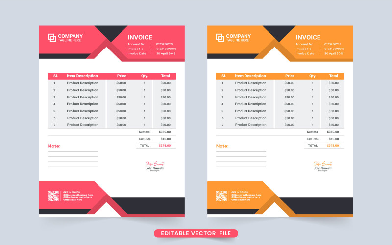 Minimal invoice template and voucher vector - TemplateMonster