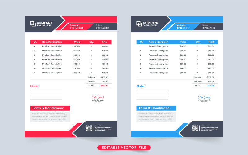 Minimal invoice template and voucher - TemplateMonster