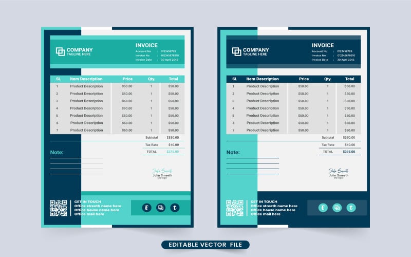 Professional business invoice vector - TemplateMonster