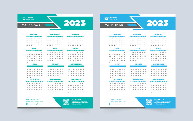 Digital 2023 Kalender-Vektor-Design #272491 - TemplateMonster