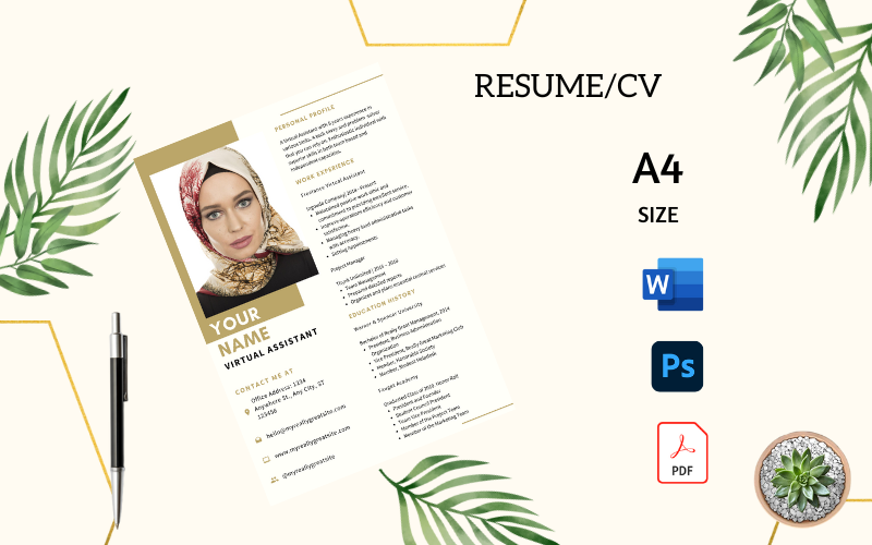 Gold Virtual Assistant CV #272444 - TemplateMonster