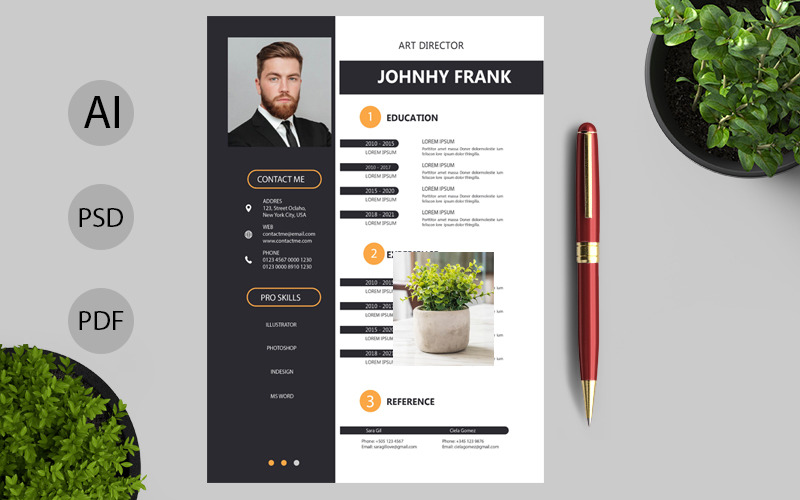 Printable Resume Template- Job Application Design Manager