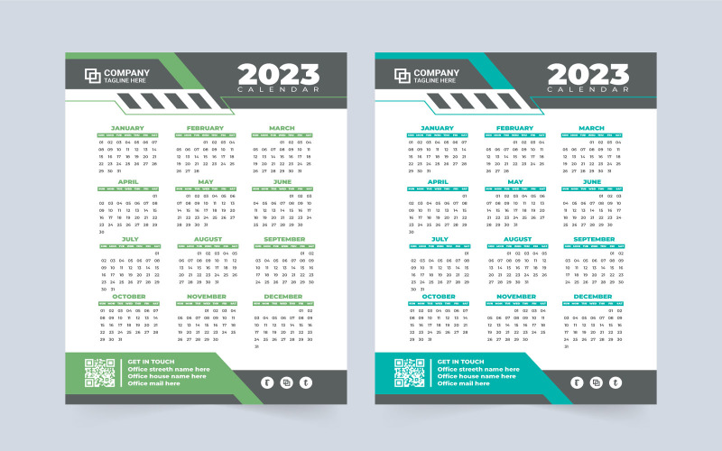 2023 Yearly Calendar Template Vector - TemplateMonster