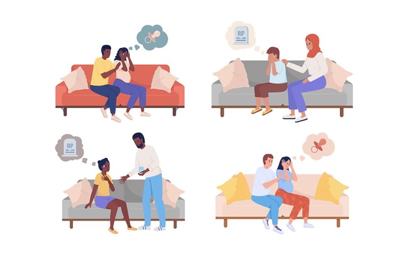 Stressed out man clutching head semi flat color vector character