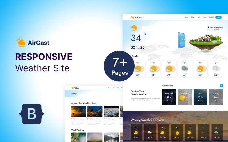 Modelos de site de clima HTML5 por TemplateMonster