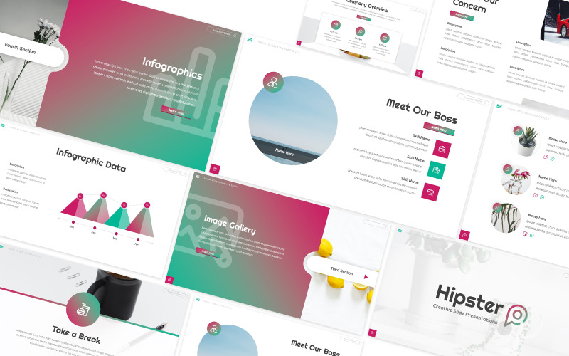 Hipster kreatywny szablon PowerPoint - TemplateMonster