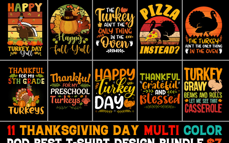 Thanksgiving Day T-Shirt Design Bundle - TemplateMonster