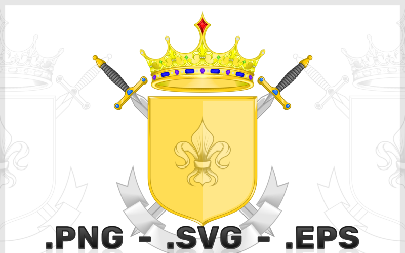 Diseño vectorial del escudo de armas medieval con espadas