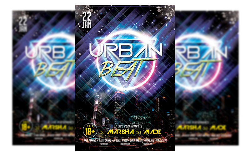 Urban Beat Party Flyer Template #273415 - TemplateMonster